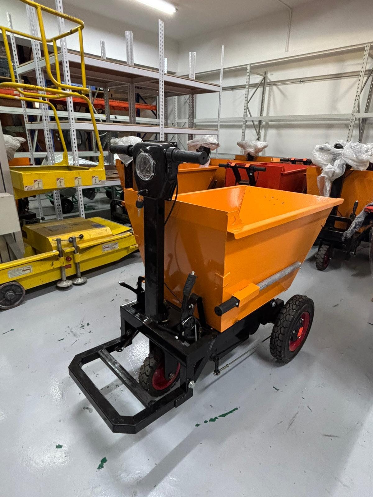 Aiko Battery Stand-On Mini Dumper 500kg (Yellow) Slant Shape Hopper