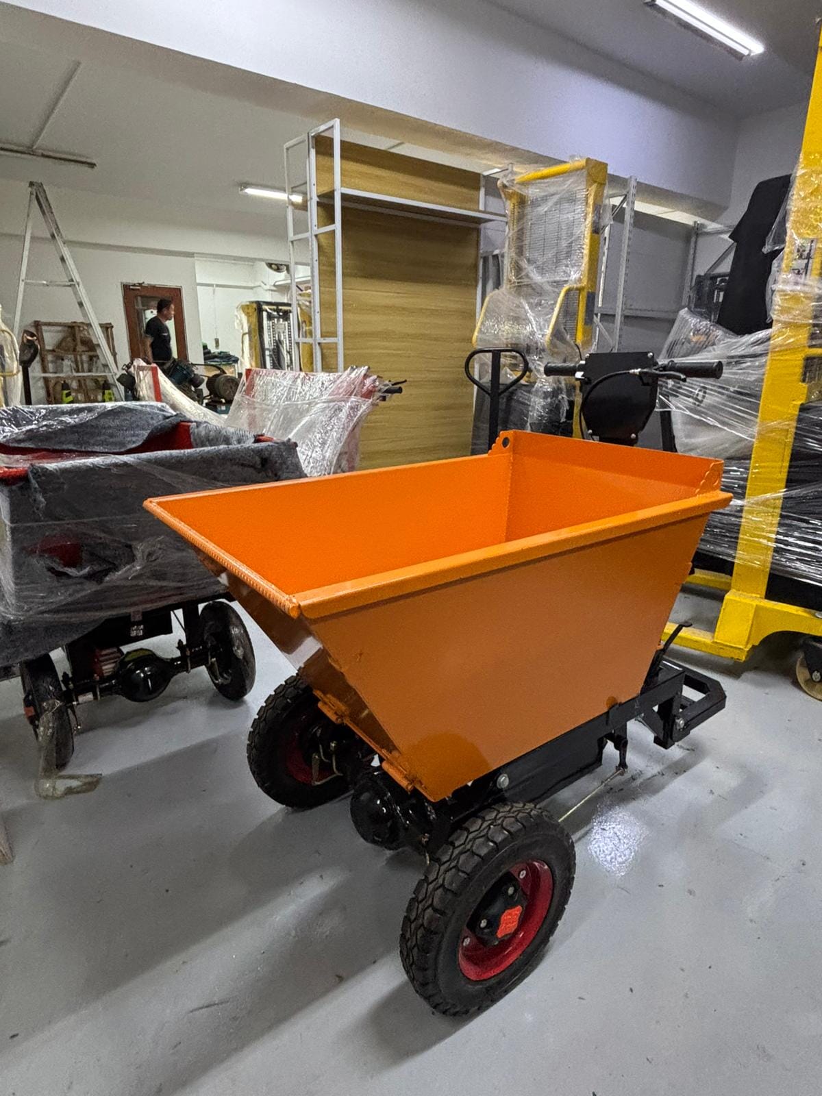 Aiko Battery Stand-On Mini Dumper 500kg (Yellow) Slant Shape Hopper