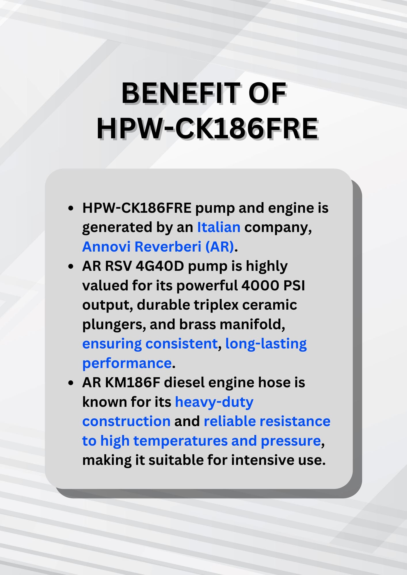 Aiko Diesel 250Bar 10Hp High Pressure AR Pump C/W 20m Pressure Hose (I