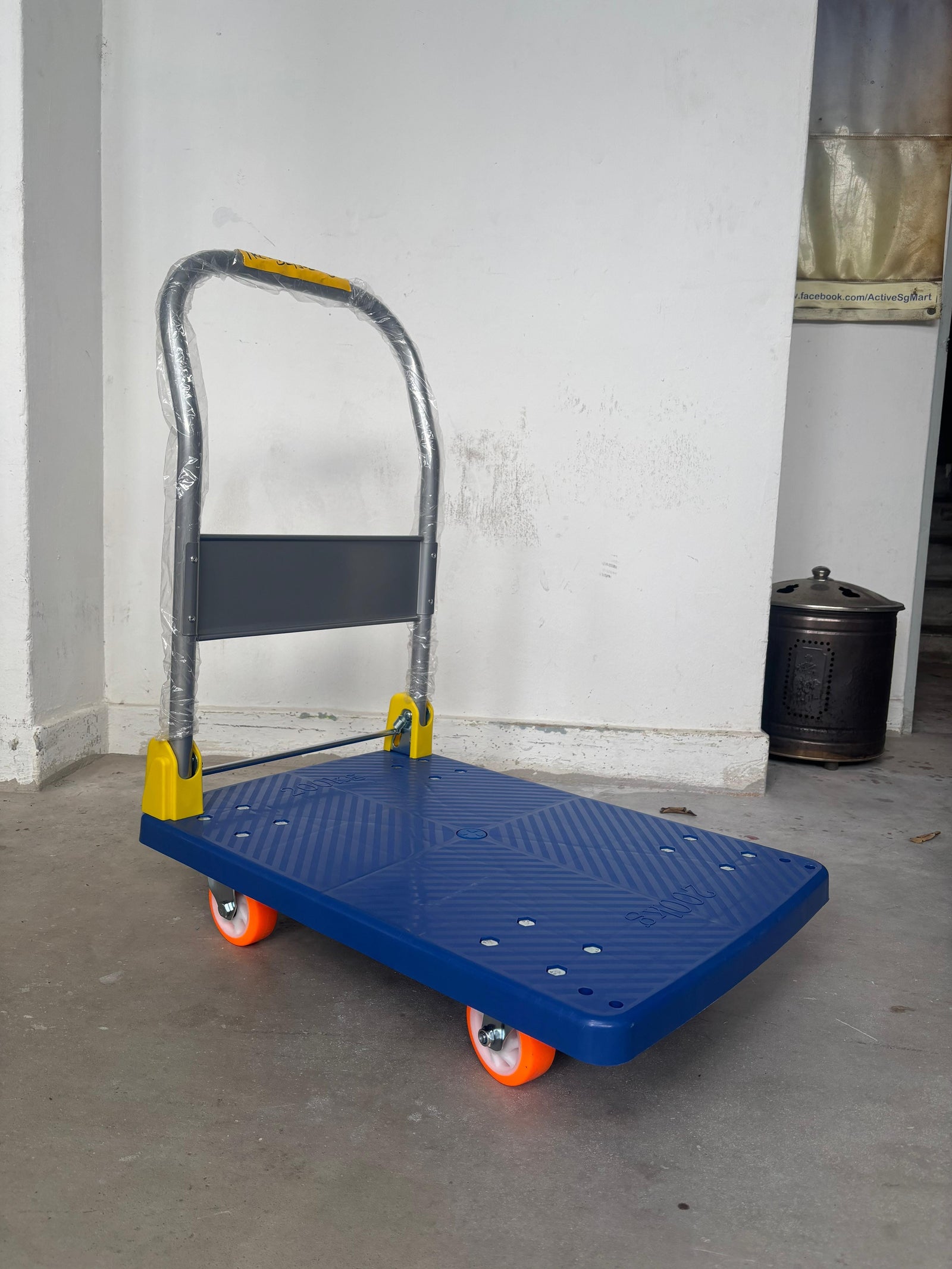 Aiko PVC Blue Trolley 150kg with Orange Wheel (2860070) | Model : TRL-