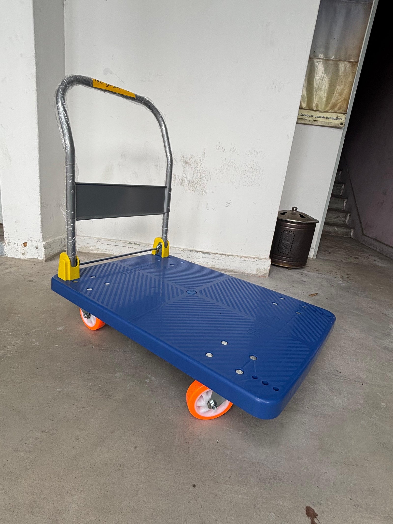 Aiko PVC Blue Trolley 300kg with Orange Wheel (2860071) | Model : TRL-