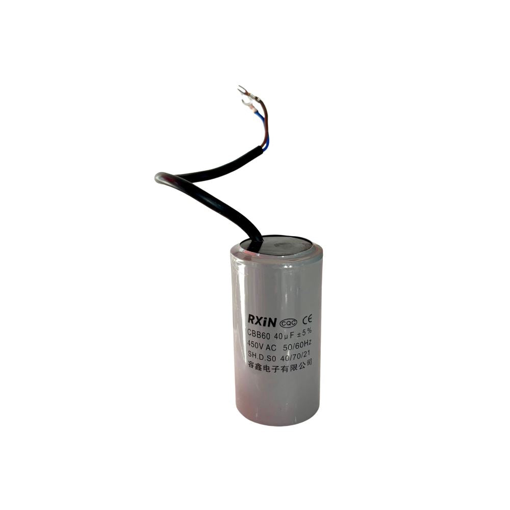 Capacitor 40UF Wire Type 450V AC 50x96mm with Two Wire Grey | Model