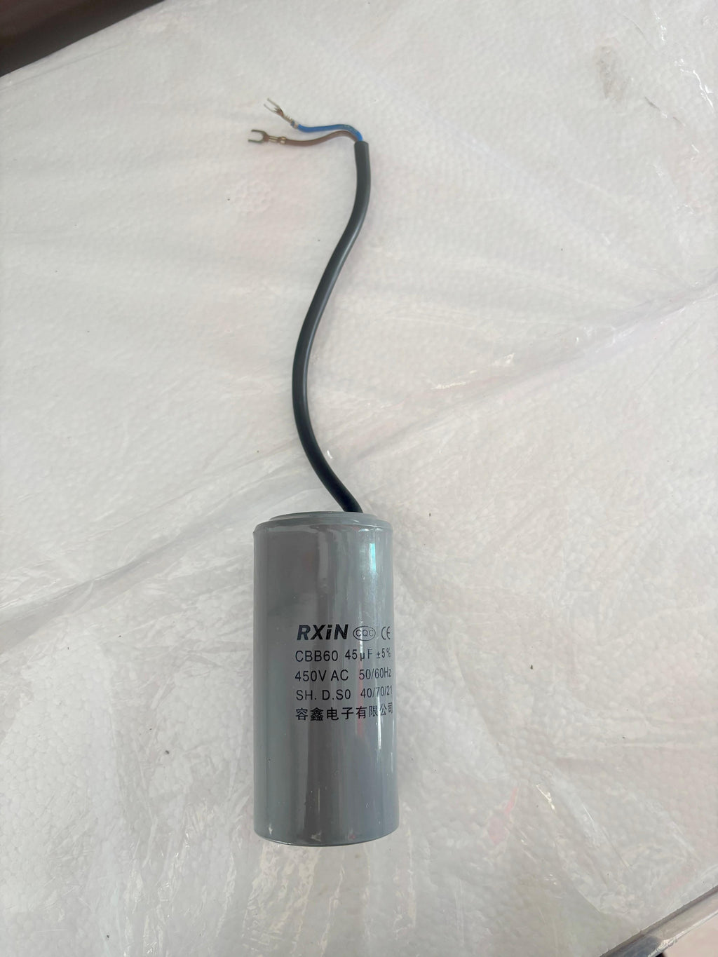 Capacitor 45UF Wire Type 450V AC 50X106mm with One Wire | Model : CAP-
