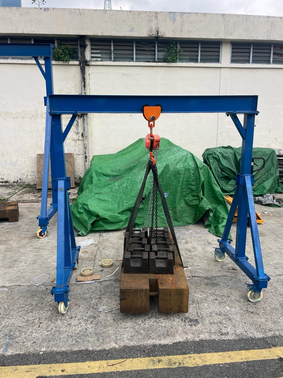 Mobile Lifting Gantry A Frame Crane with Manual Chain Block Trolley