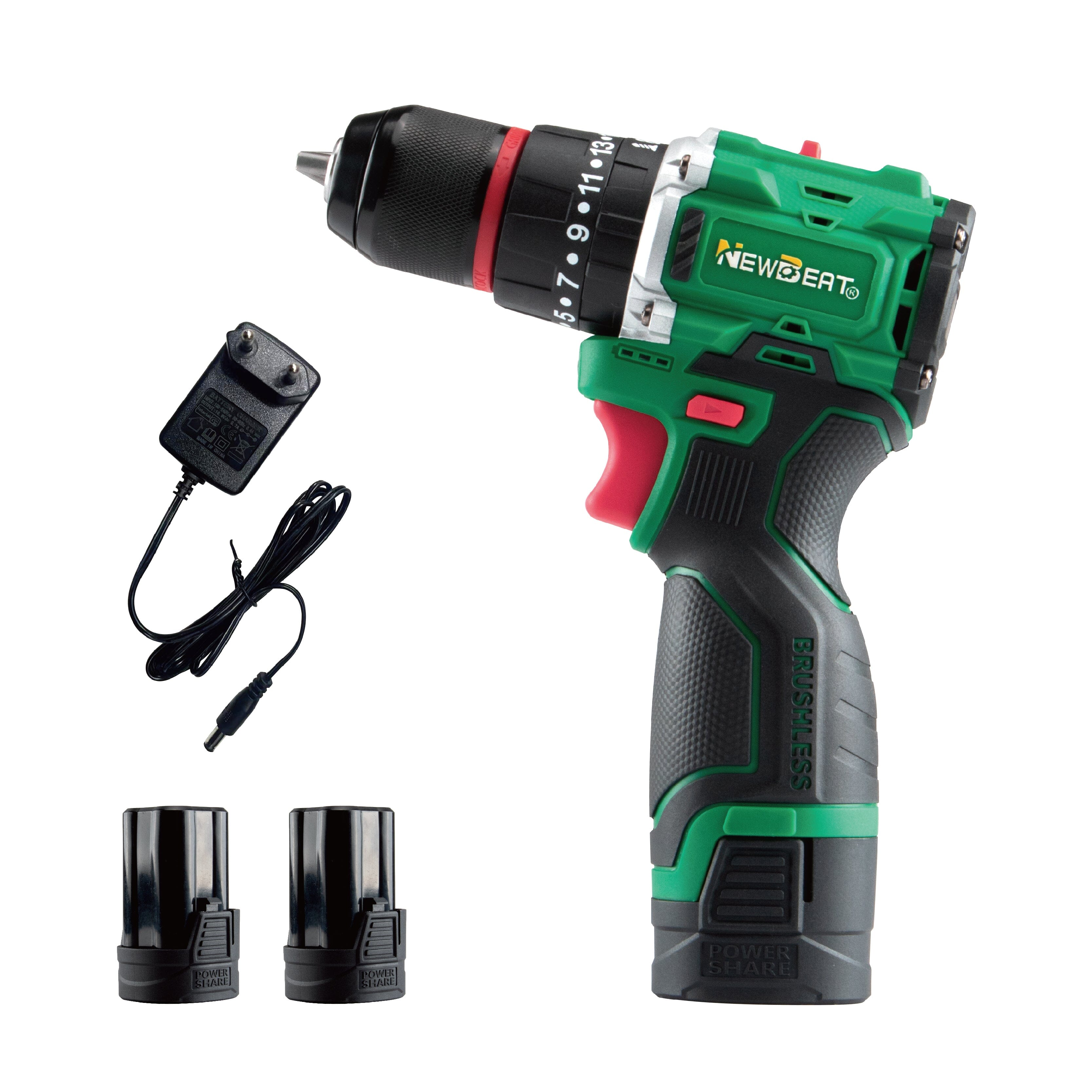 NEWBEAT 16.8V Cordless Drill (Brushless) C/W 2 Battery & 1 Charger | M
