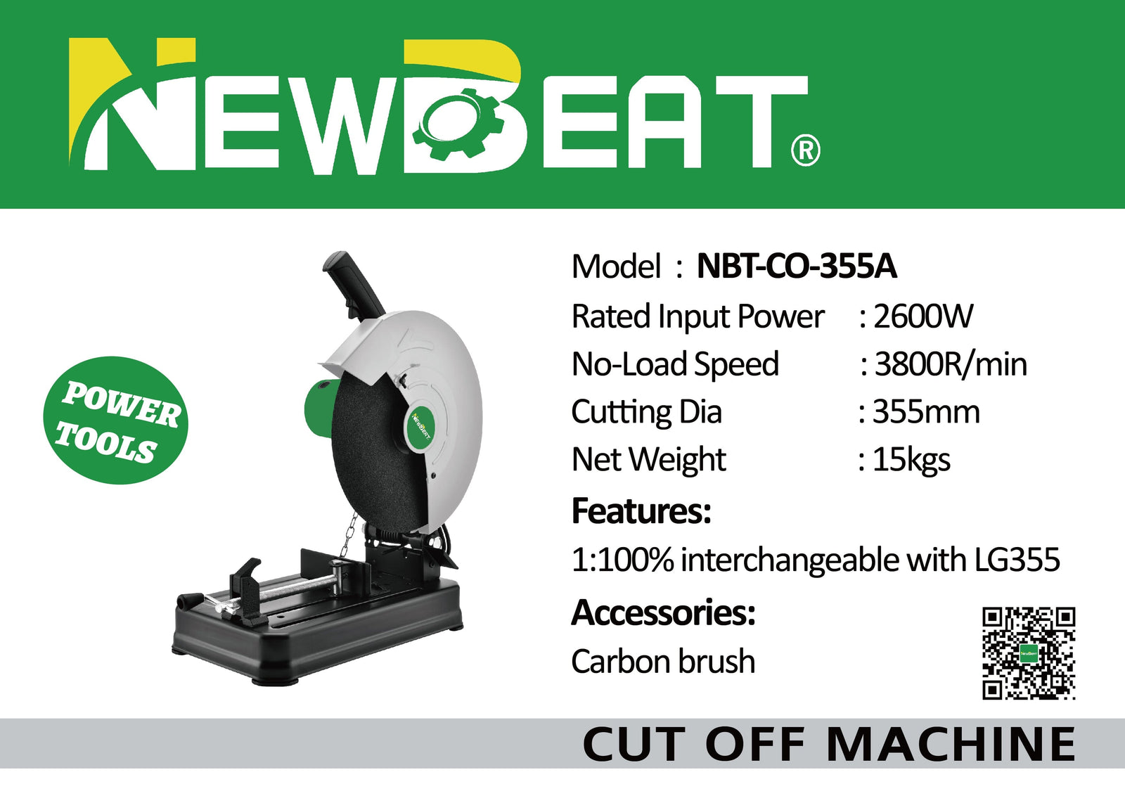 NEWBEAT 2100W 14" Cut Off Machine 355MM (Small Housing) | Model : NBT-