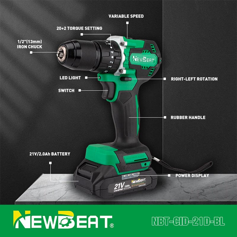 NEWBEAT 21V Cordless Impact Drill Brushless | Model : NBT-CID-21D-BL
