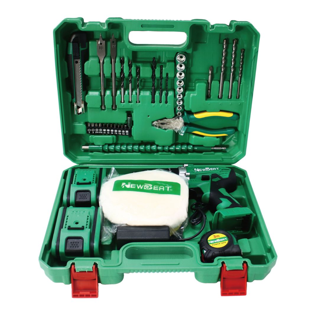 NEWBEAT 21V Cordless Impact Drill Kit Set with 40 Pcs Accessories C/W