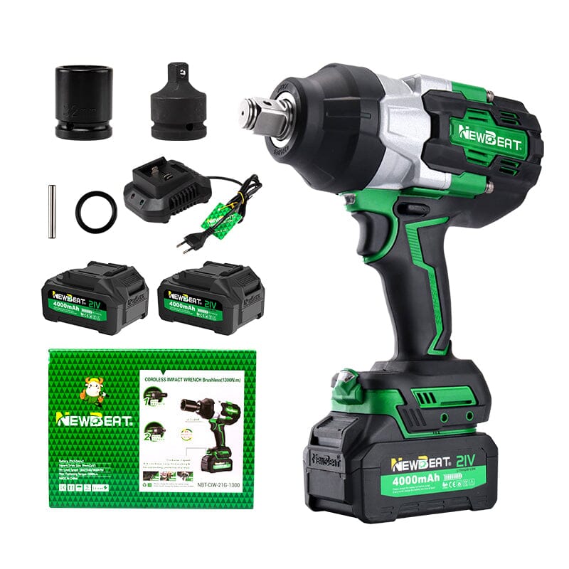 Newbeat 3/4" Cordless Impact Wrench (BL) SQ DR 21V 1300N.m C/W 2 Batte