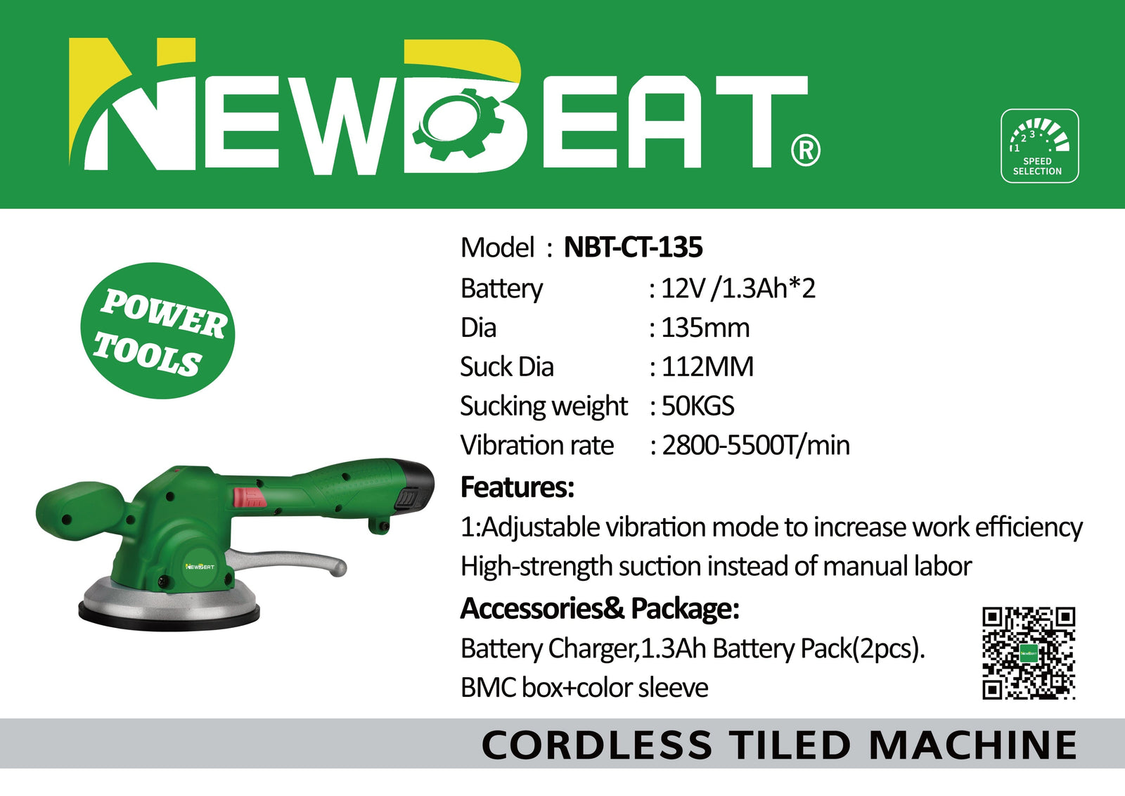 NEWBEAT Cordless Vibration Tile Tiling Levelling Leveler Machine (Brus