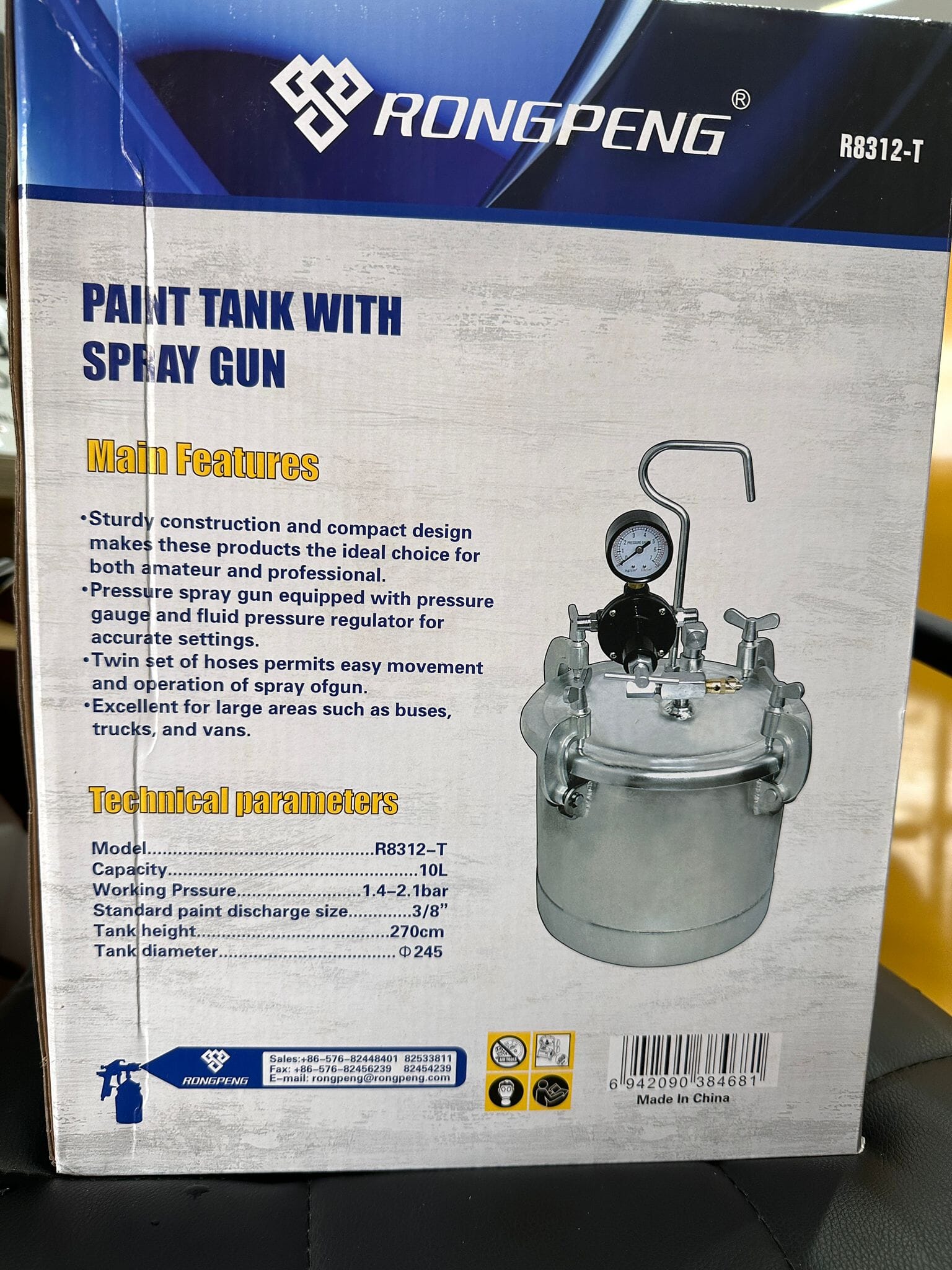 Rong Peng Spray Paint Tank 10L 2-1/4G With spray gun | Model : SG-RP83