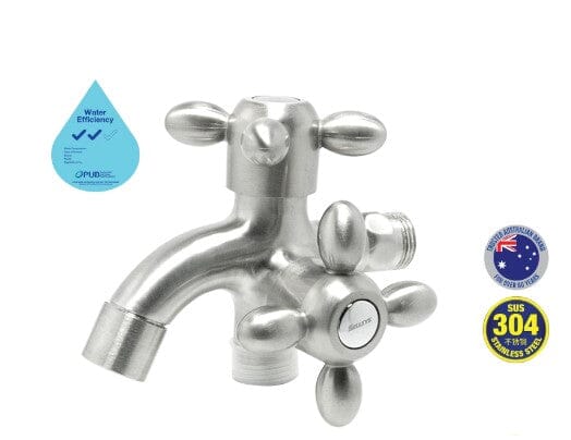 Selleys SS304 Basin 2Way Tap - Cross Handle | Model : SEY-S60402