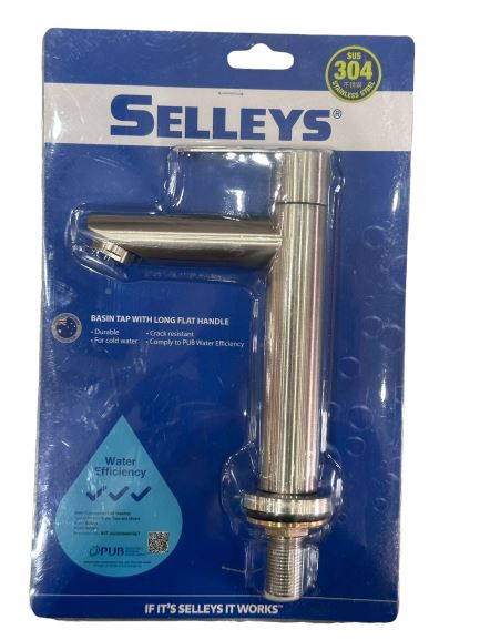 Selleys SS304 Basin Tap (Long) - Flat Handle | Model : SEY-S60501