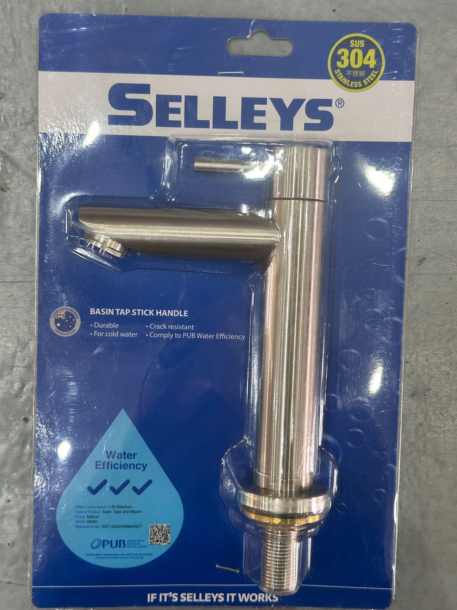 Selleys SS304 Basin Tap (Long) - Stick Handle | Model : SEY-S6050