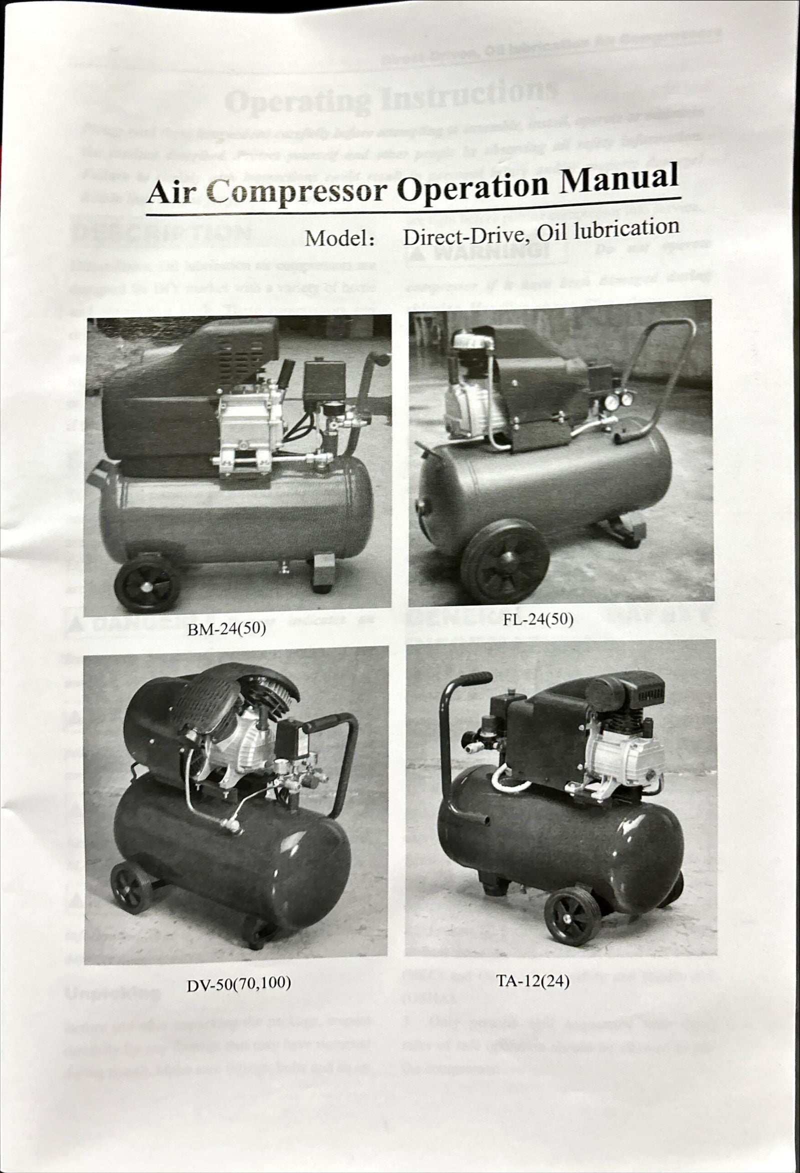 Tiger 2Hp 9L 240V Direct Air Compressor (FOR EXPORT ONLY) | Model : ZB