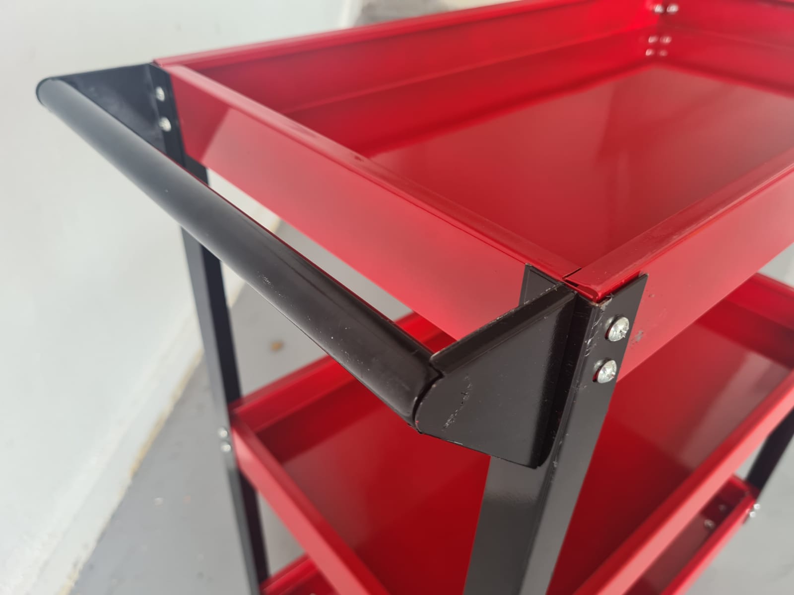 3 Stage Metal Trolley (Red) W:1.4Ftxl2.1Ftxh2.3Ft | Model : TRL-3S