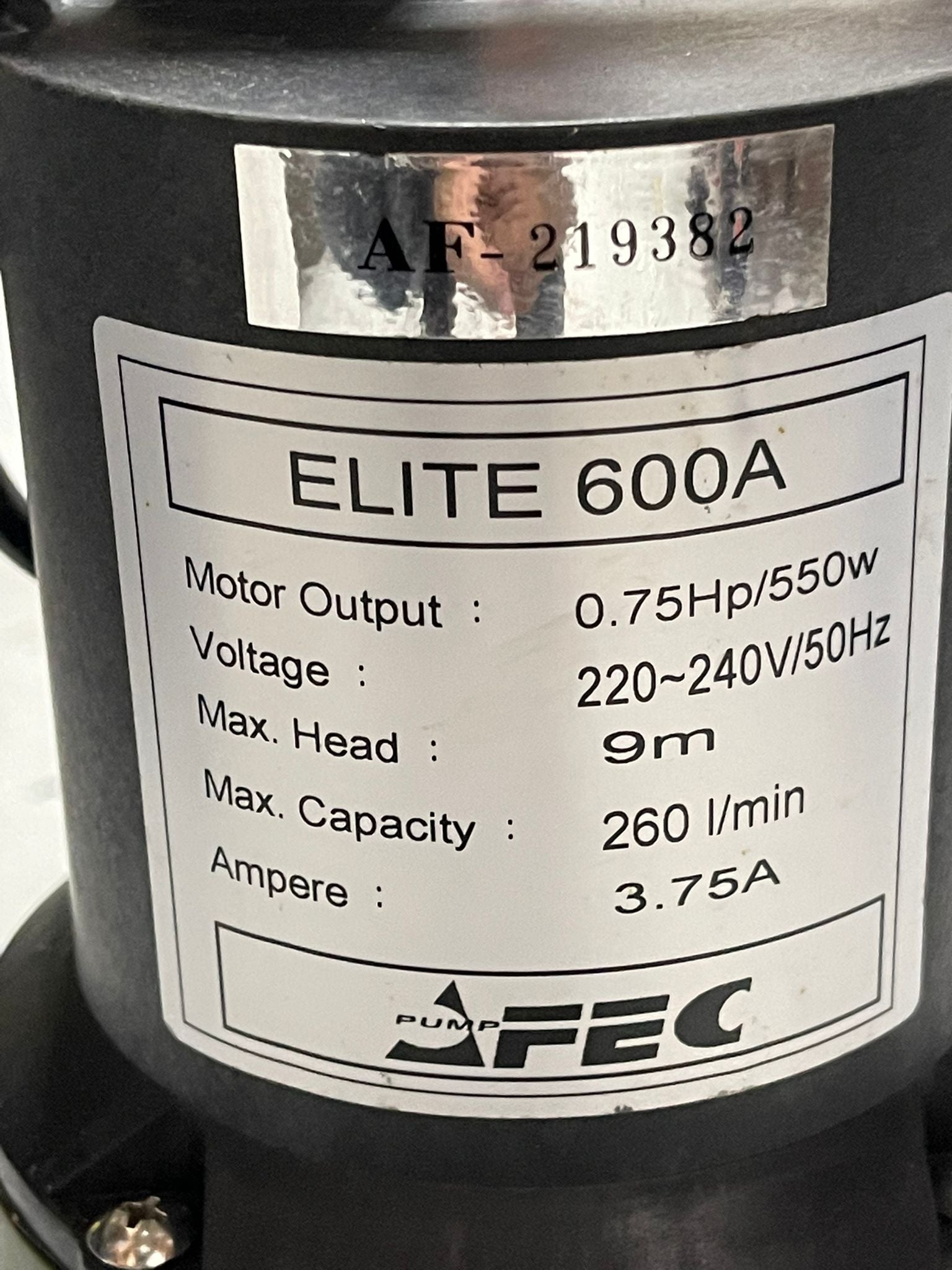 Afectmn 1-1/2" 550W Effluent Pump Auto Float | Model : ELITE-600A