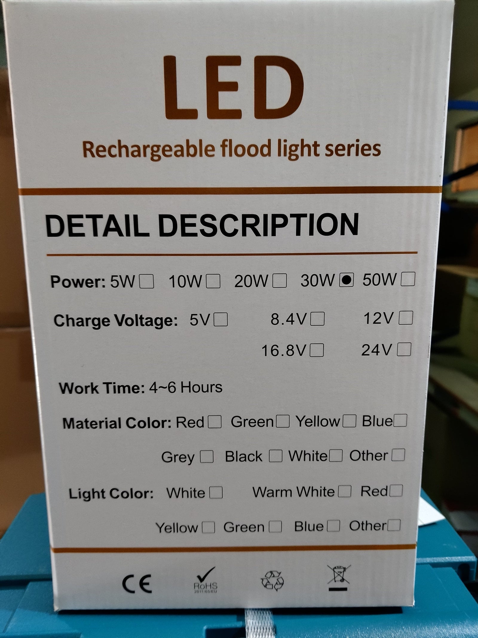 AIKO 30W LED Rechargeable Sport Lamp Flood Light | Model : LED-GYRLF30