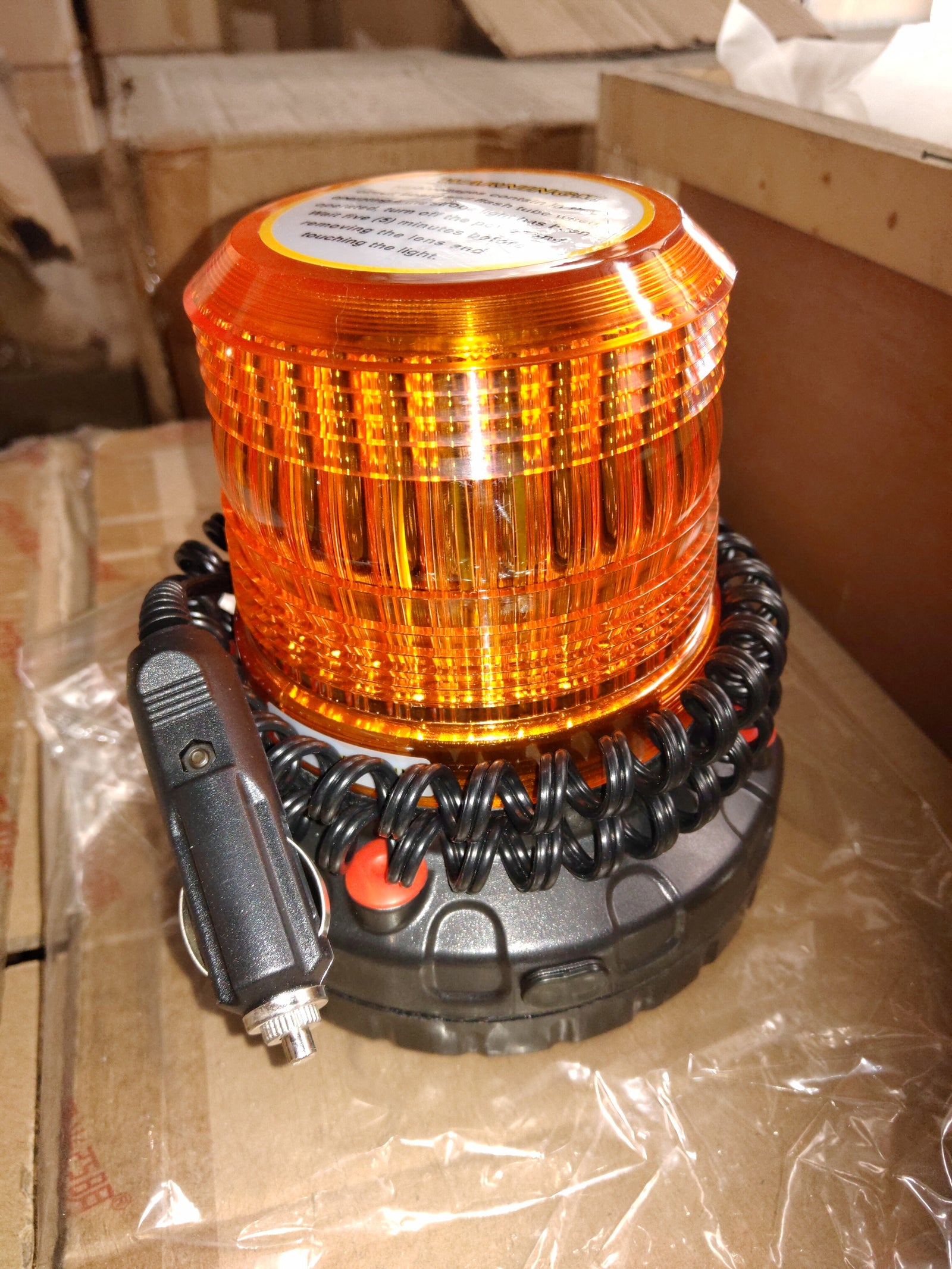 AIKO Yellow LED Revolving Warning Light with Magnetic Base and Car Plu