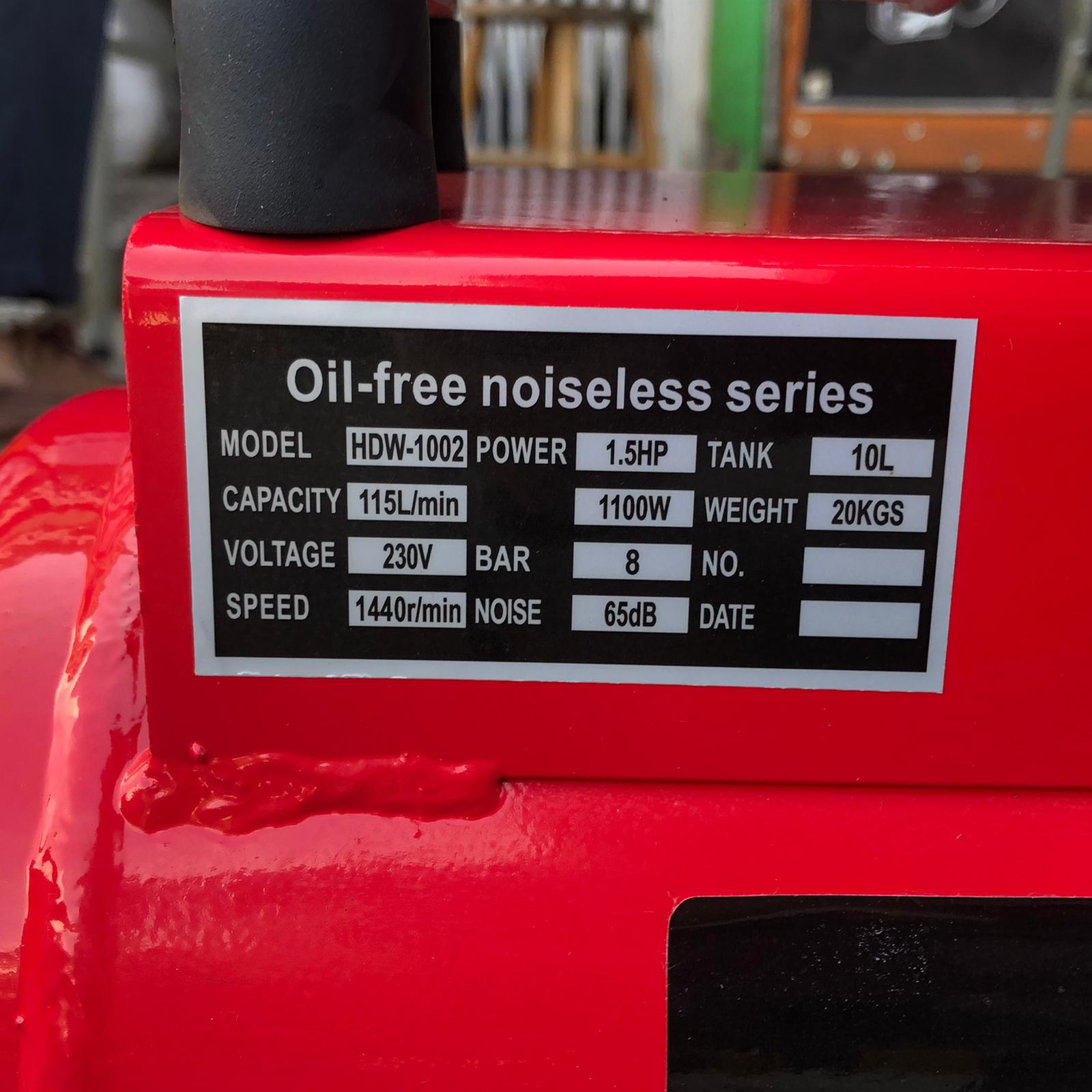 Amax Silent Oil-Less 1.5Hp Air Compressor with 10L Tank | Model : HDW-