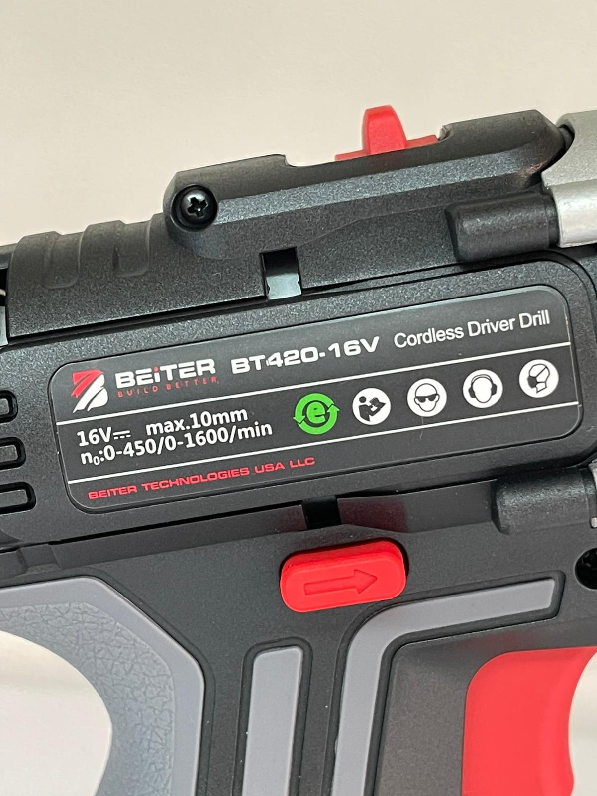 Beiter 16V Cordless Impact Driver Combo Kit + Cordless Drill W/2.0Ah