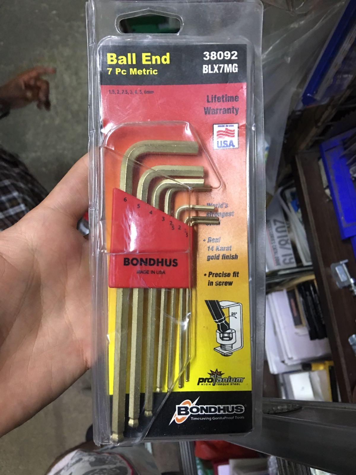 Bondhus 1.5mm to 6mm Ball End 7 pcs Gold Allen Key Ser | Model : 006-0