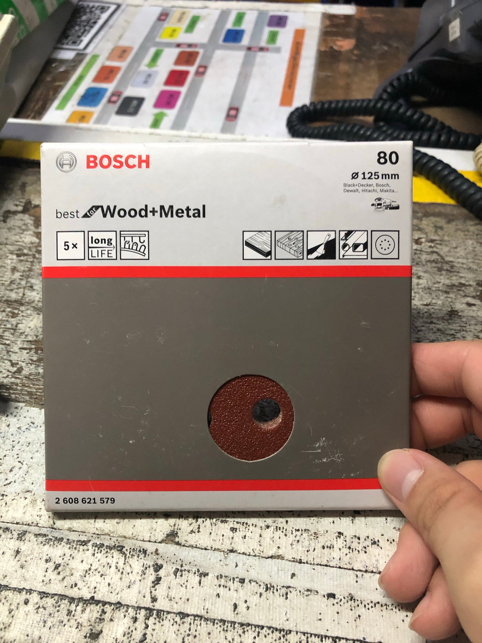 Bosch 125mm Sanding Paper / Disc (5pcs/Box) | Grid Sizes : G40 to G400