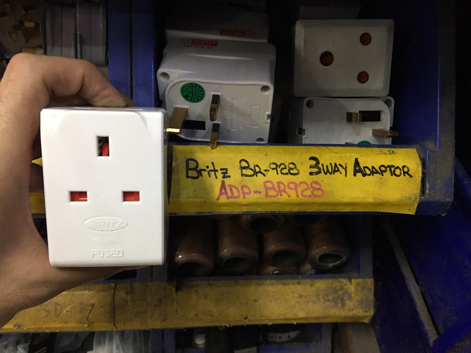 BRITZ 3 Way Multi Plug Adaptor Socket BR-928 & BR-928L | Model : ADP-B