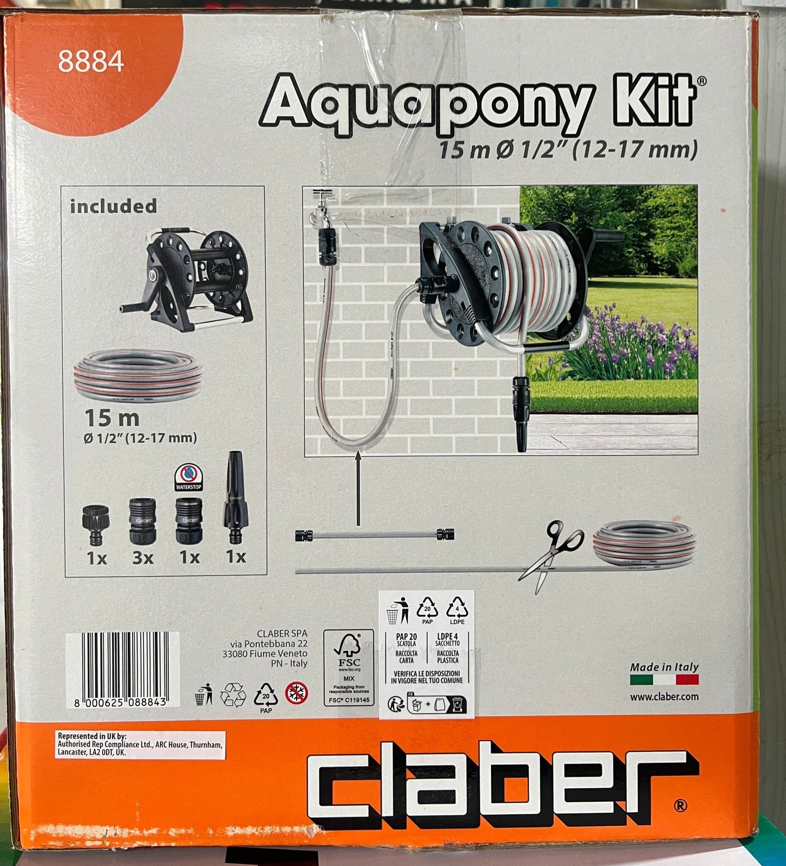 Claber Aquapony 15m Hose Reel Set | Model : CLABER-8884