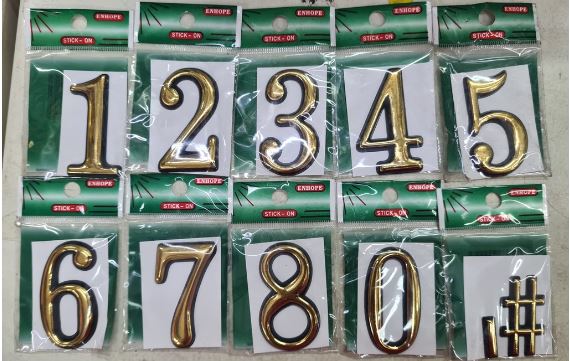 Enhope Stick On Plastic Unit Number Plate (Gold) | Model : AK50