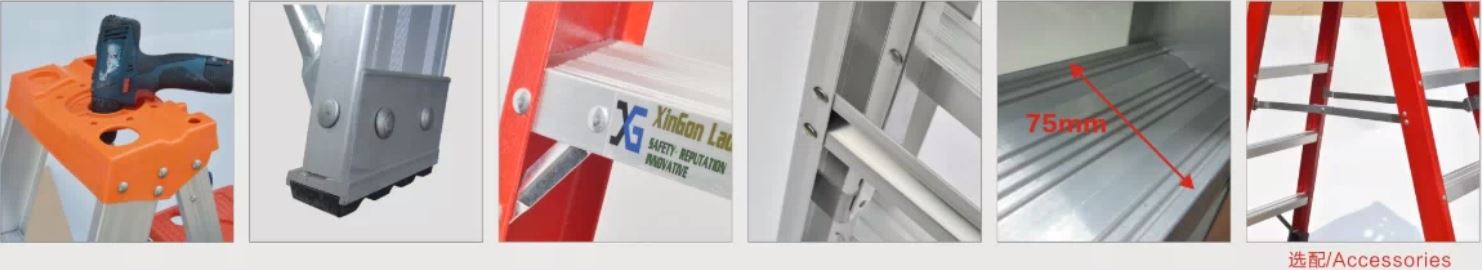 FG Fibre A Ladder (Single Side) - Red #XG107B | Model : L-FG-XG | Step