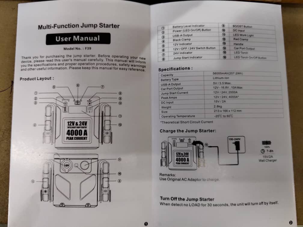Emergency Car Vehicle Jump Start 42000mAh Intelligent Jump Starter 12v