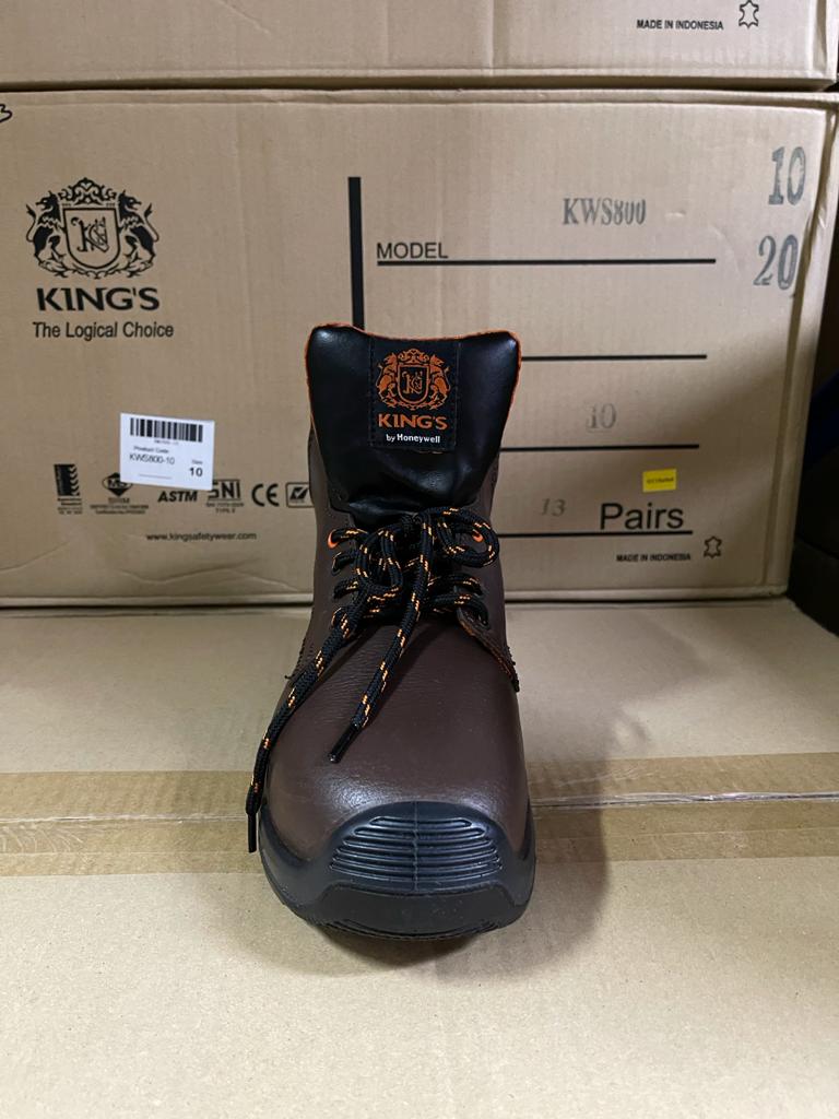 KING'S Brown Mid Cut Padded Ankle Collar Safety Boot Dual Density Poly