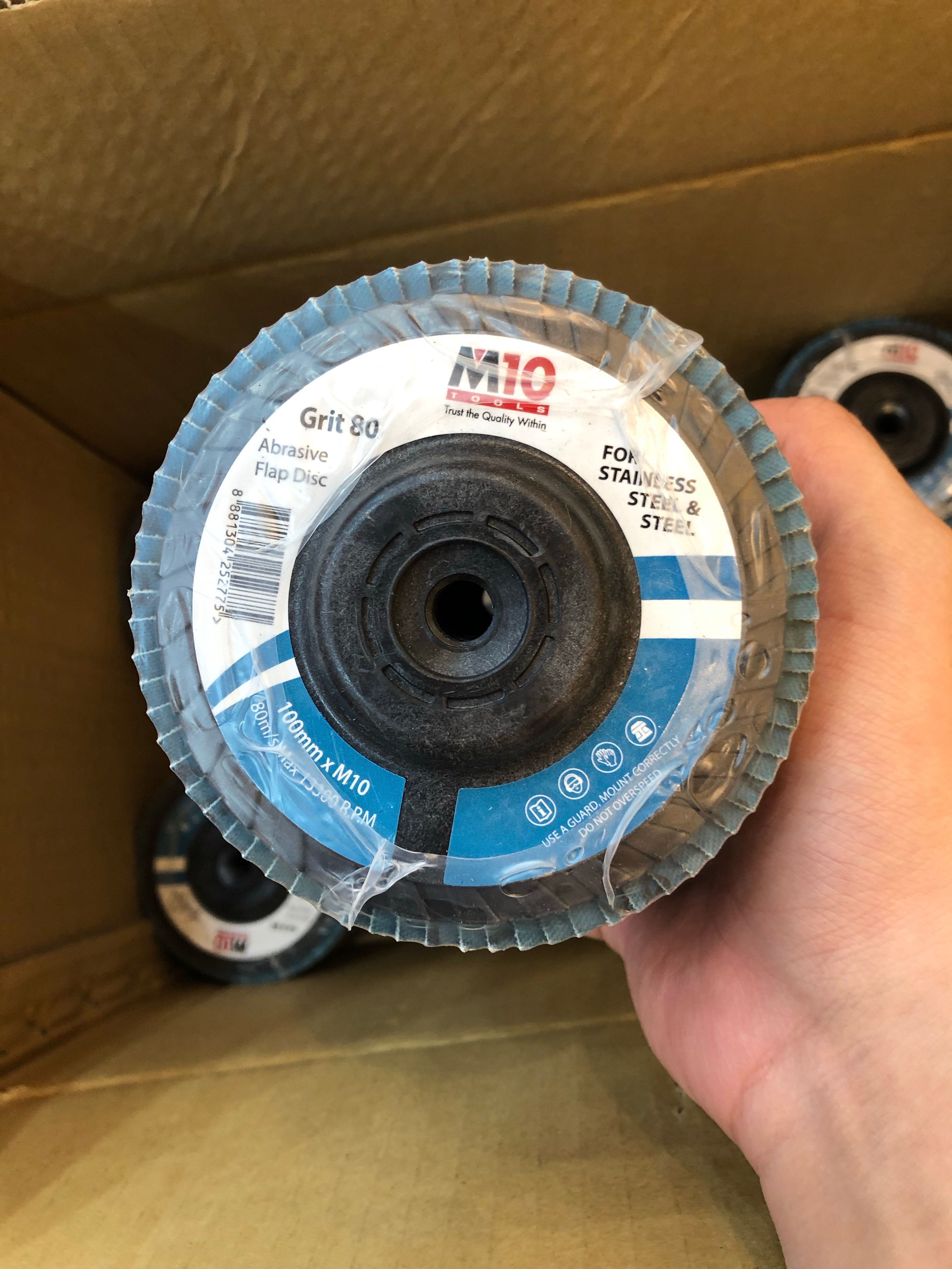 M10 100mm Flap Disc for Stainless Steel | Type : #60 - #320 | Model