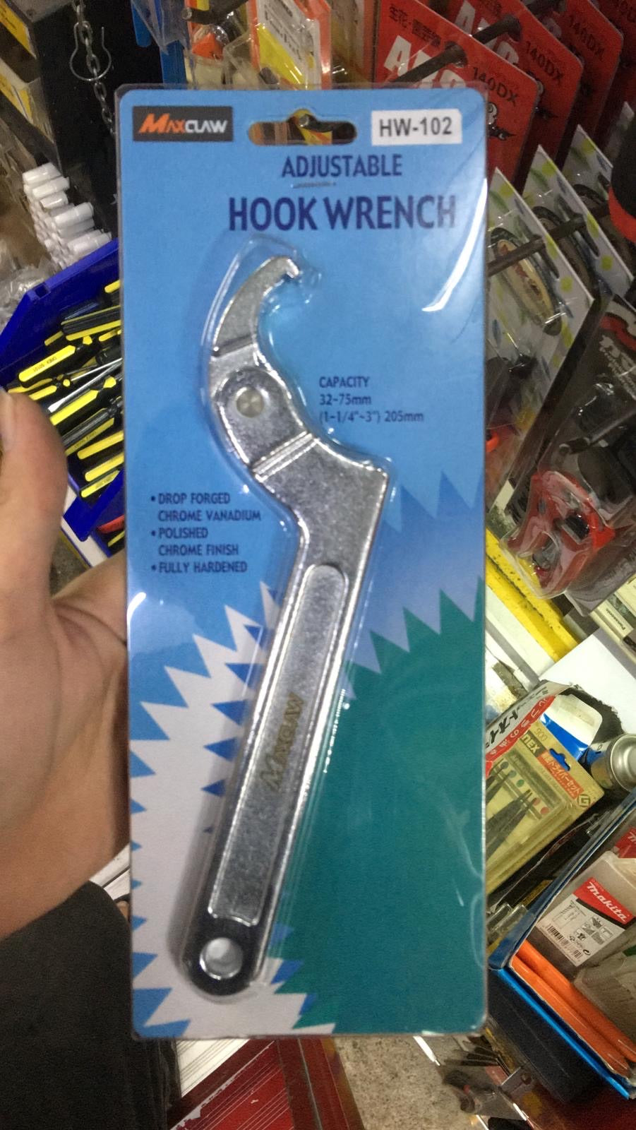 Maxclaw 32-75mm (1-1/4‚Äù-3‚Äù) Adjustable Hook Wrench | Model : MAX-H