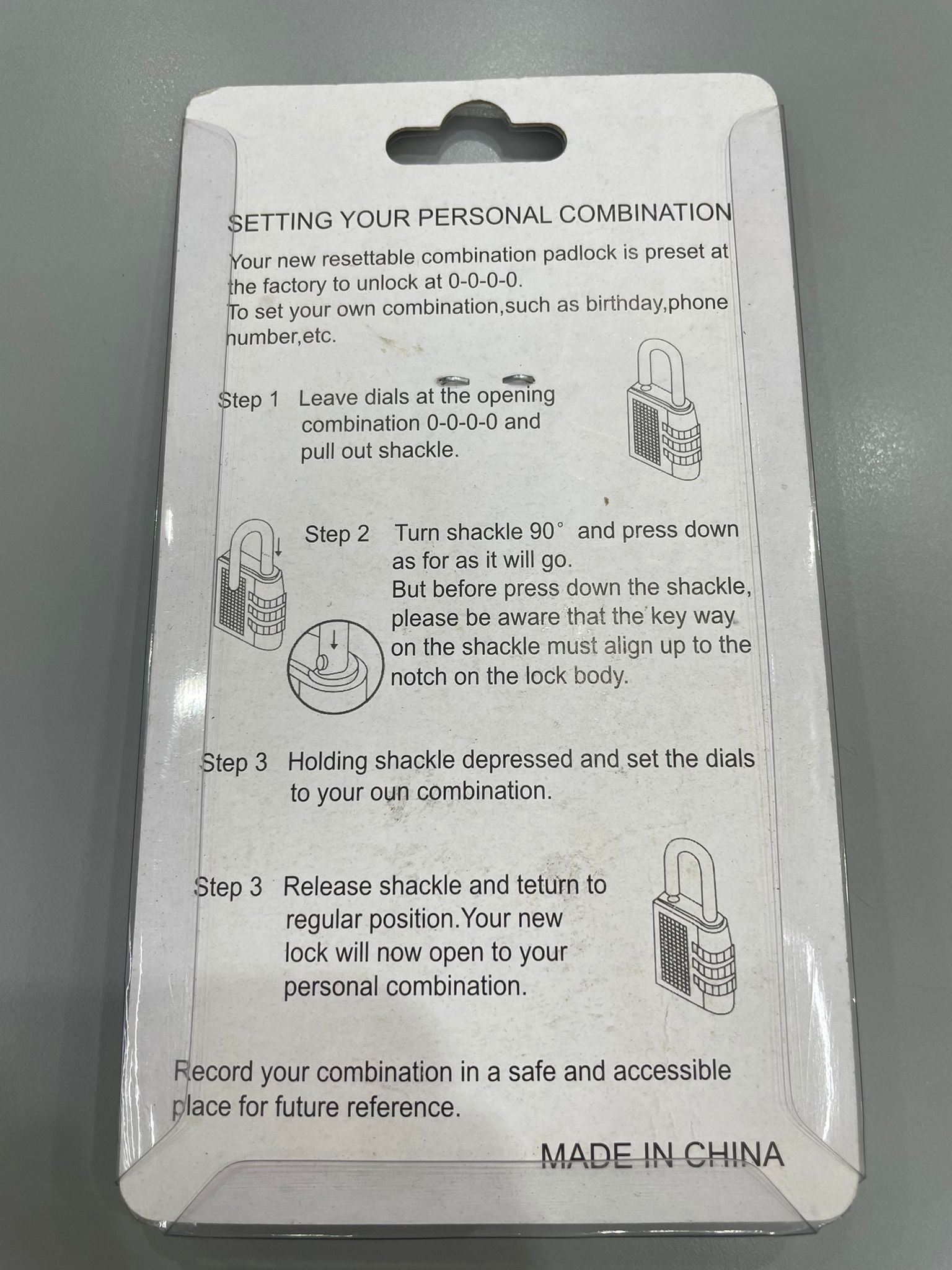New Resettable Lock #341 (China)