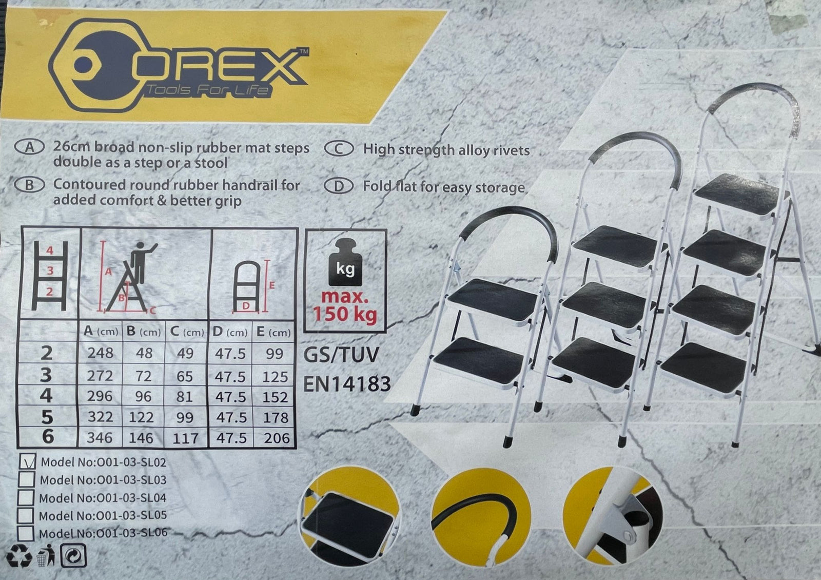 Orex Steel Stool Ladder 2 - 4 Steps | Model : #O01-03-SL