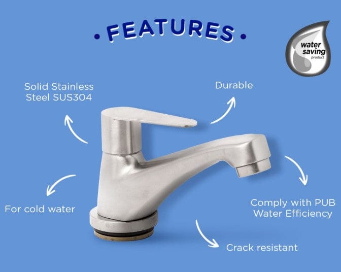 Selleys SUS304 Basin Tap - Flat Handle | Model : SEY-S6002