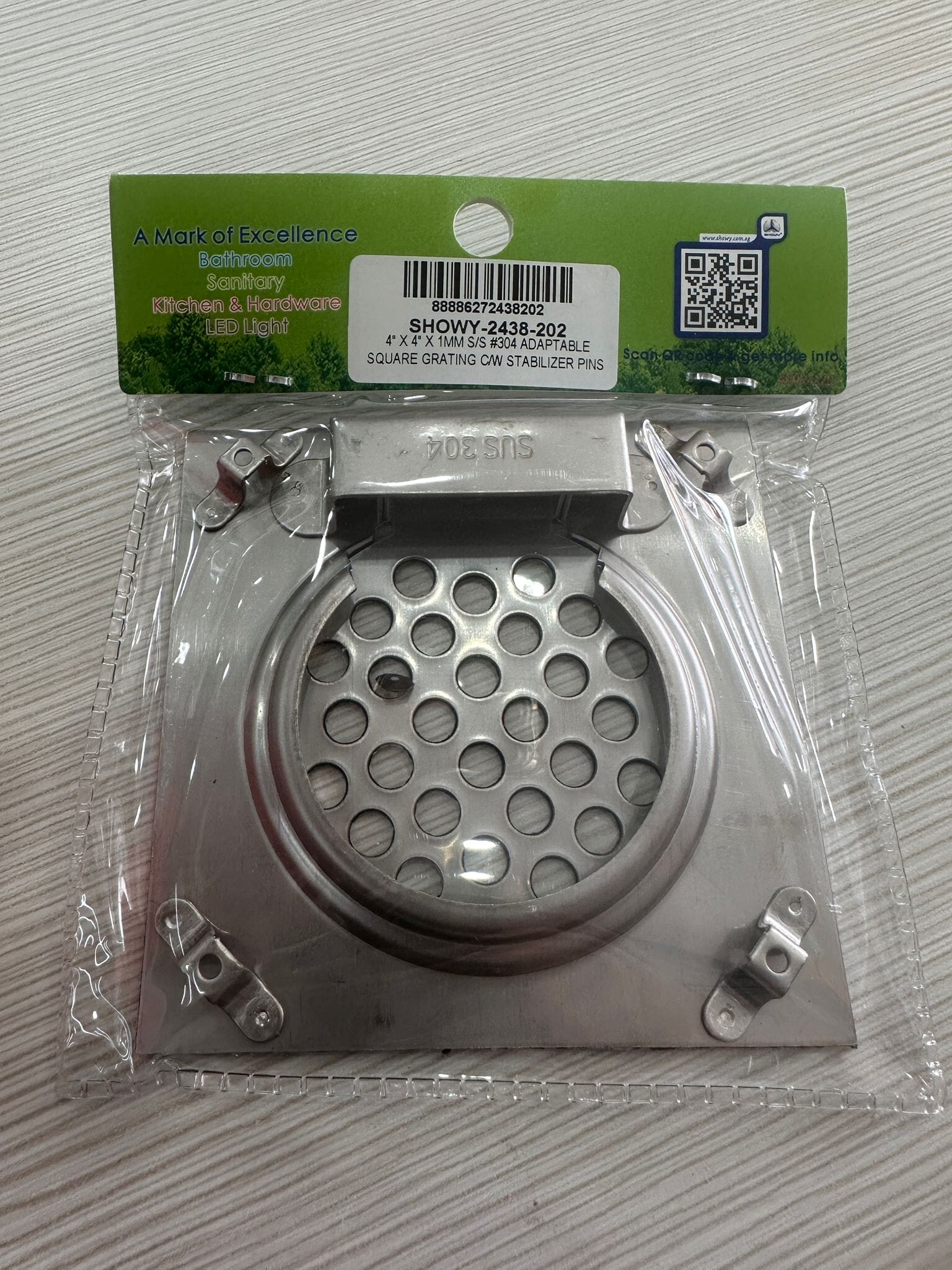 Showy 4"X4"X1mm Stainless Steel #304 Adaptable Square Grating Comes Wi