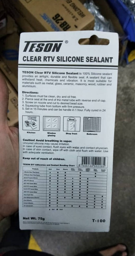 Teson Clear/White RTV Silicone Sealant 75g | Model : SIL-T100