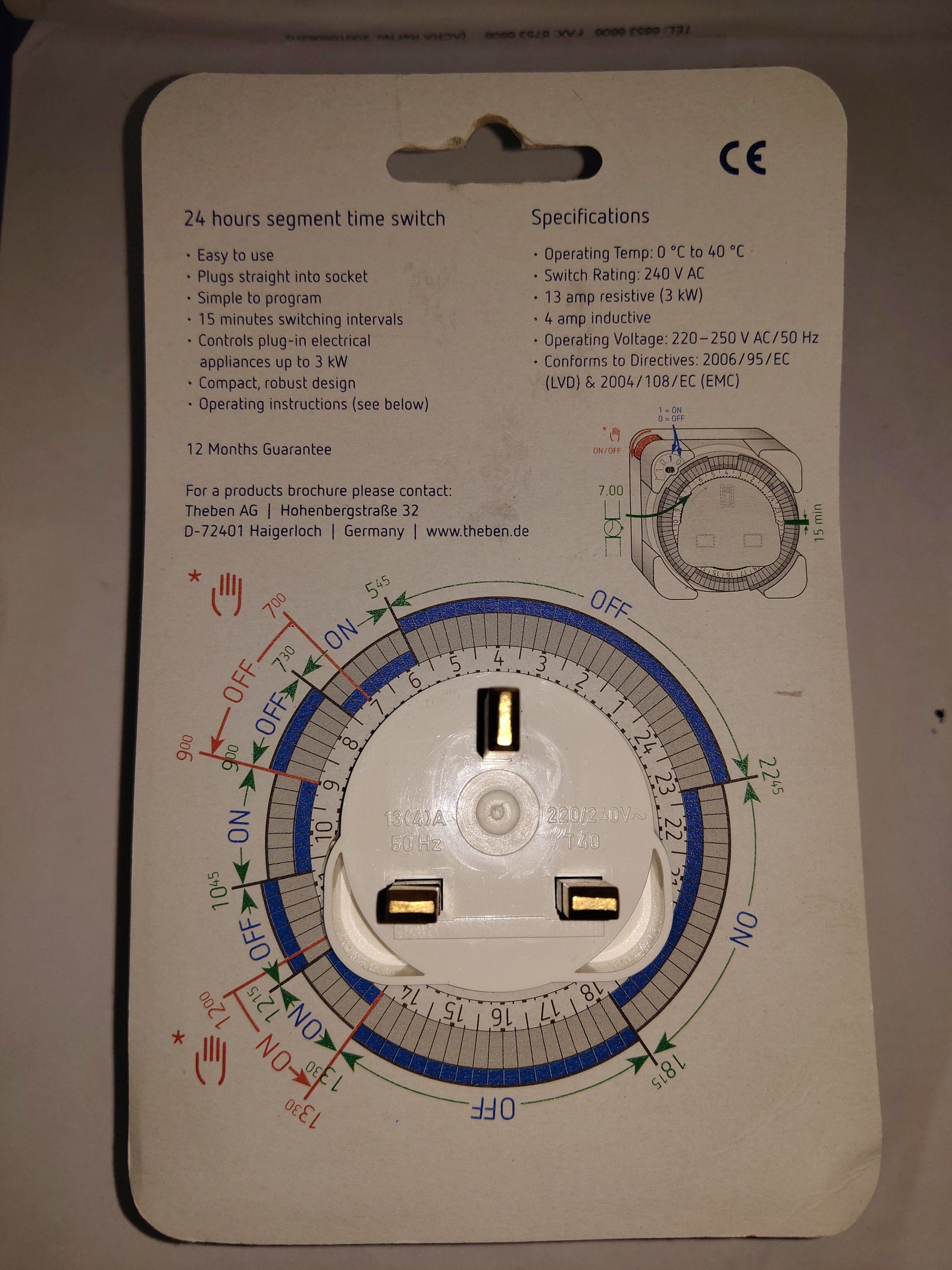THEBEN 13A Amps Electrical Timer 24 Hours Segment Time Switch | Model