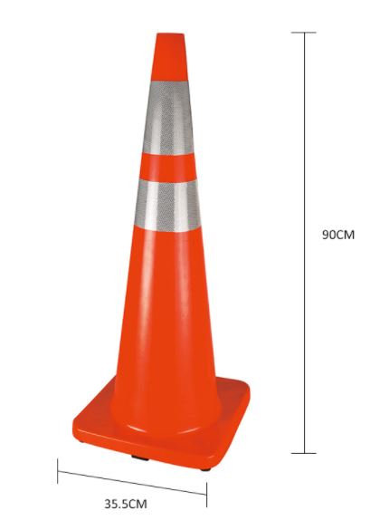 Traffic Cone 90 cm Orange With Double Reflective Sleeve | Model : CONE