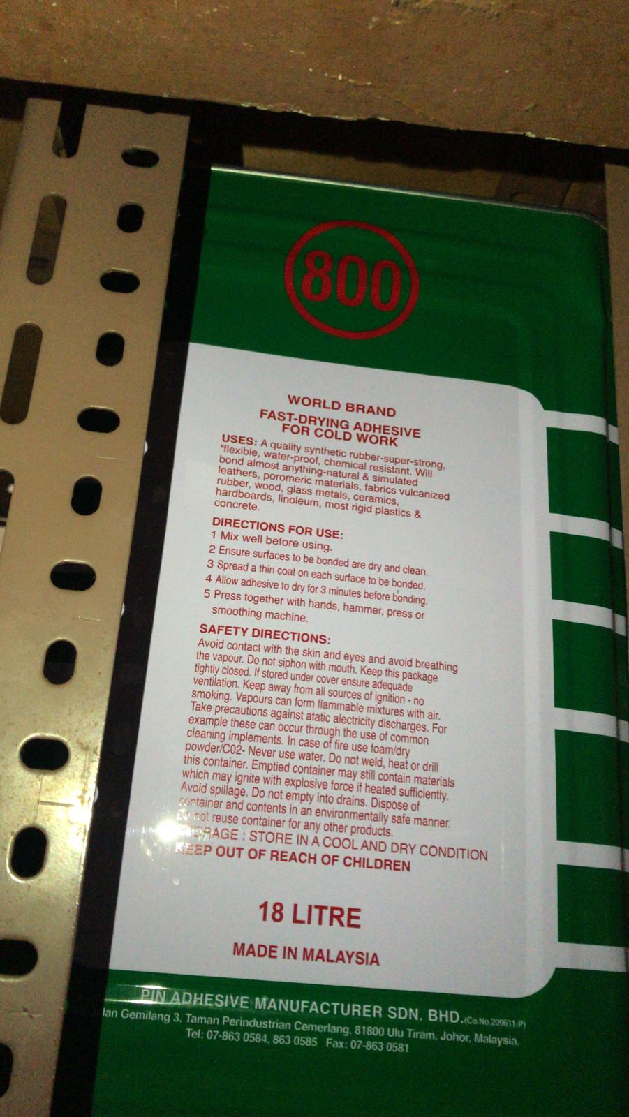 World Brand 800 Adhesive 5Gal, 18L | Model : GLUE-W8005